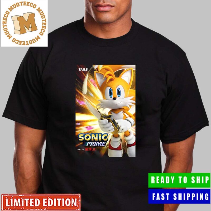 Tails In Sonic Prime Exclusive Character Poster Premium Classic T-Shirt ...