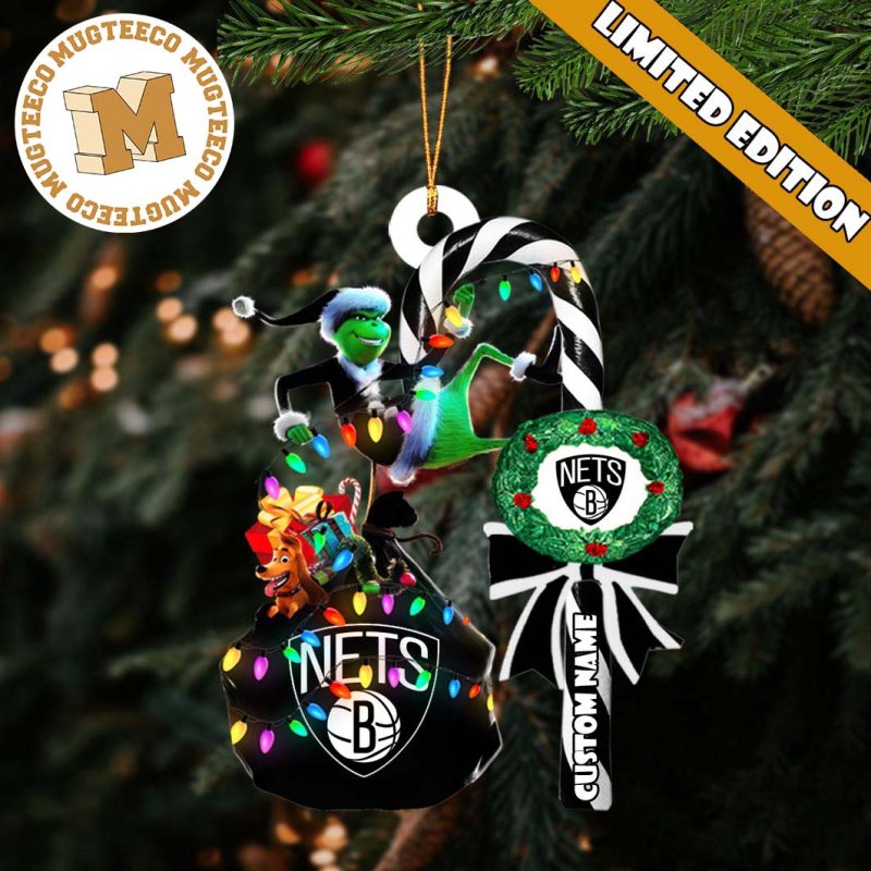 Brooklyn Nets NBA Grinch Candy Cane Personalized Xmas Gifts Christmas ...