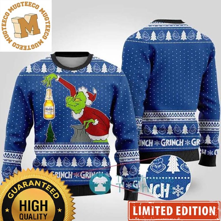 Grinch Stole Modelo Christmas Blue Ugly Sweater - Mugteeco
