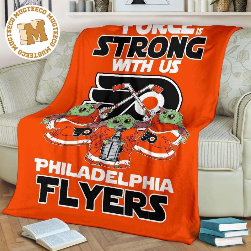 Philadelphia Flyers Baby Yoda Fleece Blanket The Force Strong - Mugteeco