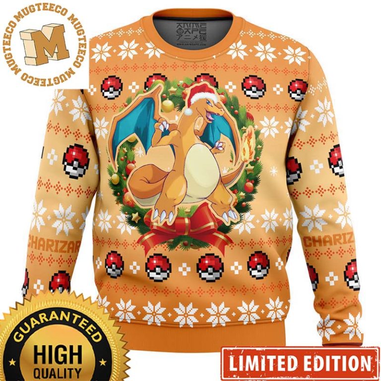 Pokemon Charizard Santa Christmas Wreath Wih Pokeball Snowflakes ...
