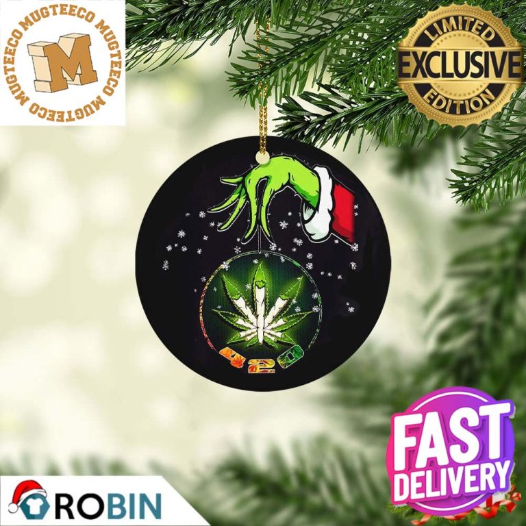 Grinch Santa Hand Holding Cannabis Marijuana Weed 420 Christmas ...