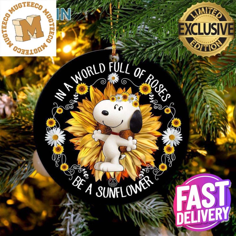 Snoopy In A World Full Of Roses Christmas Decorations Ornament - Mugteeco