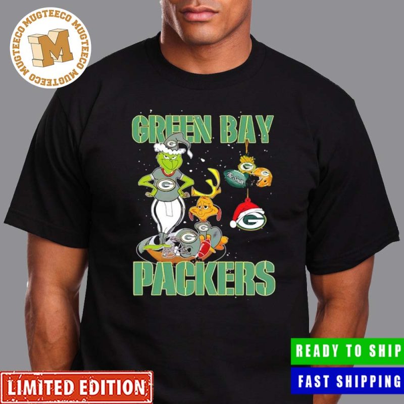 Green Bay Packers Grinch And Max NFL Christmas Essentials T-Shirt ...