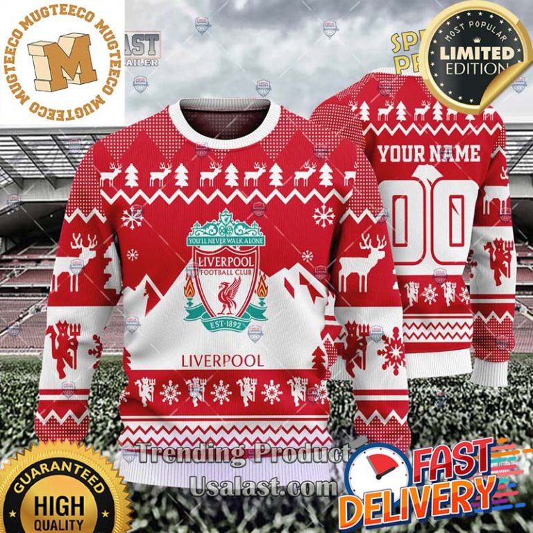 Liverpool FC Est 1892 Santa Hat Ugly Christmas Sweater For Holiday 2023 ...