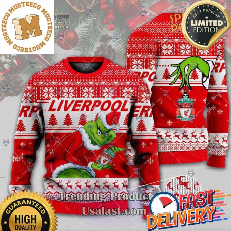 Liverpool FC Est 1892 Santa Hat Ugly Christmas Sweater For Holiday 2023 ...