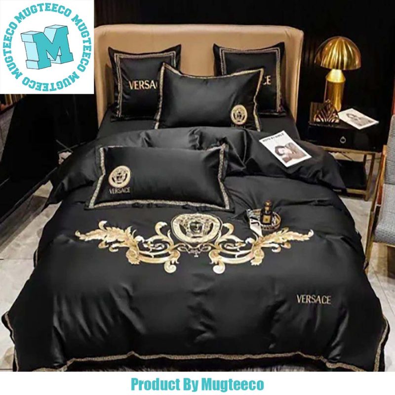 Versace Barocco Print Luxury Pattern In Black Most Comfortable Bedding ...