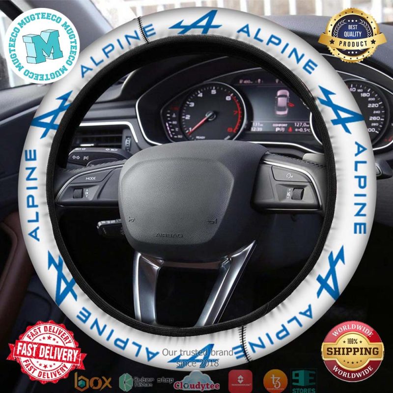 Alpine White Background Steering Wheel Cover - Mugteeco