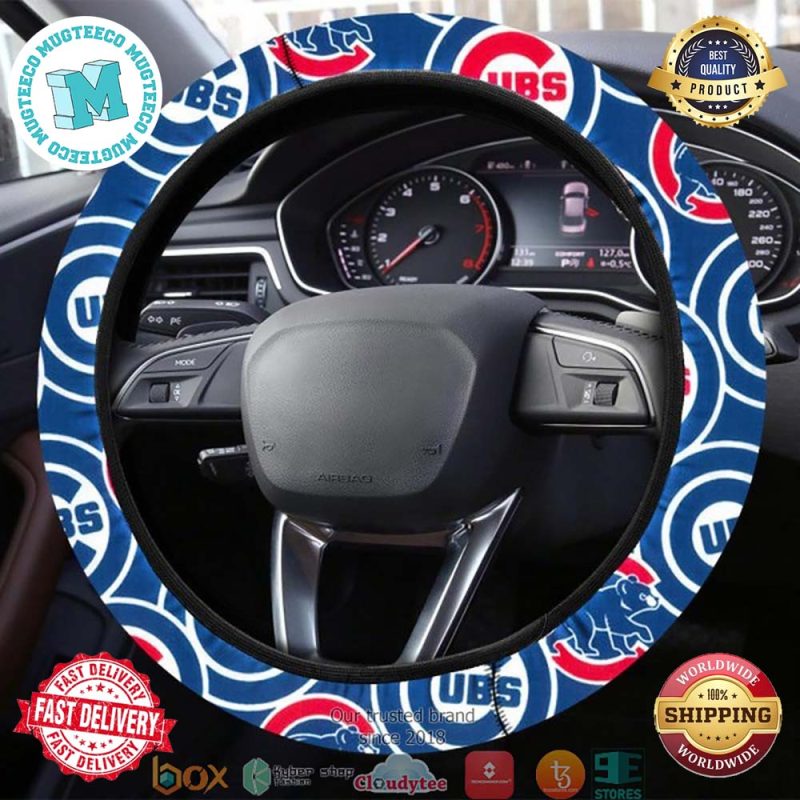 MLB Chicago Cubs Navy Steering Wheel Cover - Mugteeco