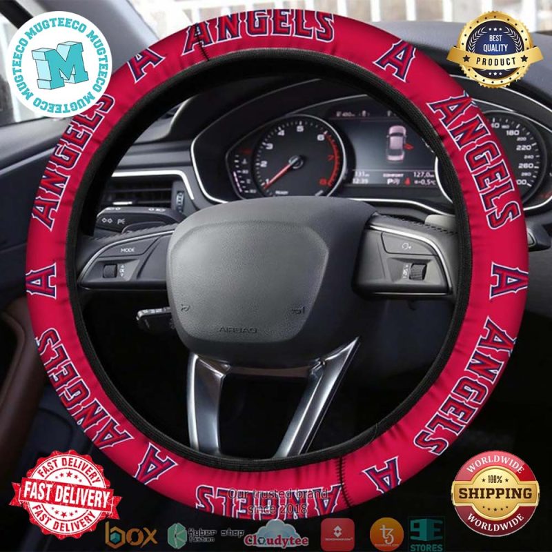 MLB Los Angeles Angels Red Steering Wheel Cover - Mugteeco