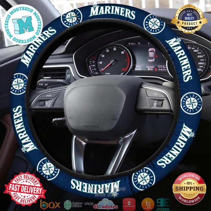 MLB Seattle Mariners Navy Steering Wheel Cover - Mugteeco