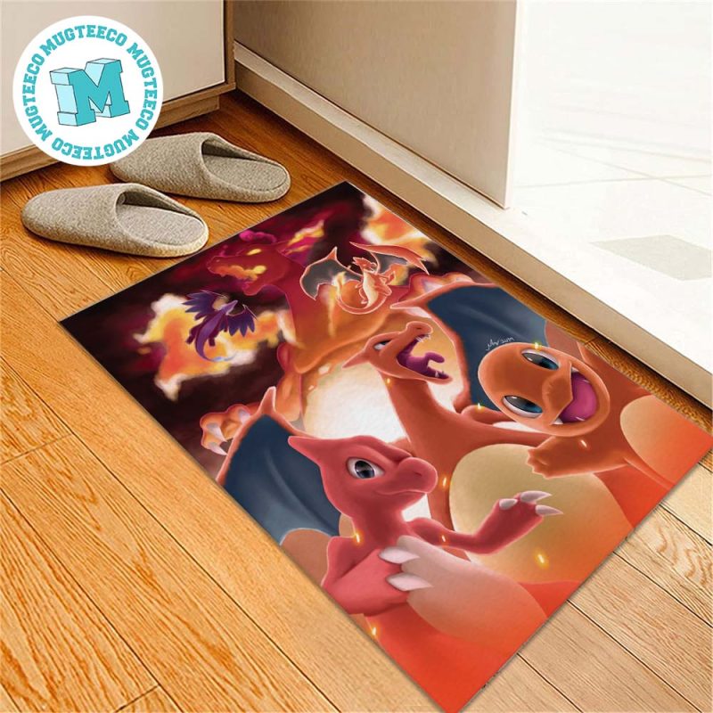 Team Pokemon Charizard Evolution Gift For Fan Pokemon Doormat - Mugteeco