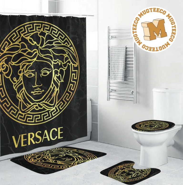 Versace Big Golden Medusa In Dark Marble Theme Bathroom Accessories Set ...