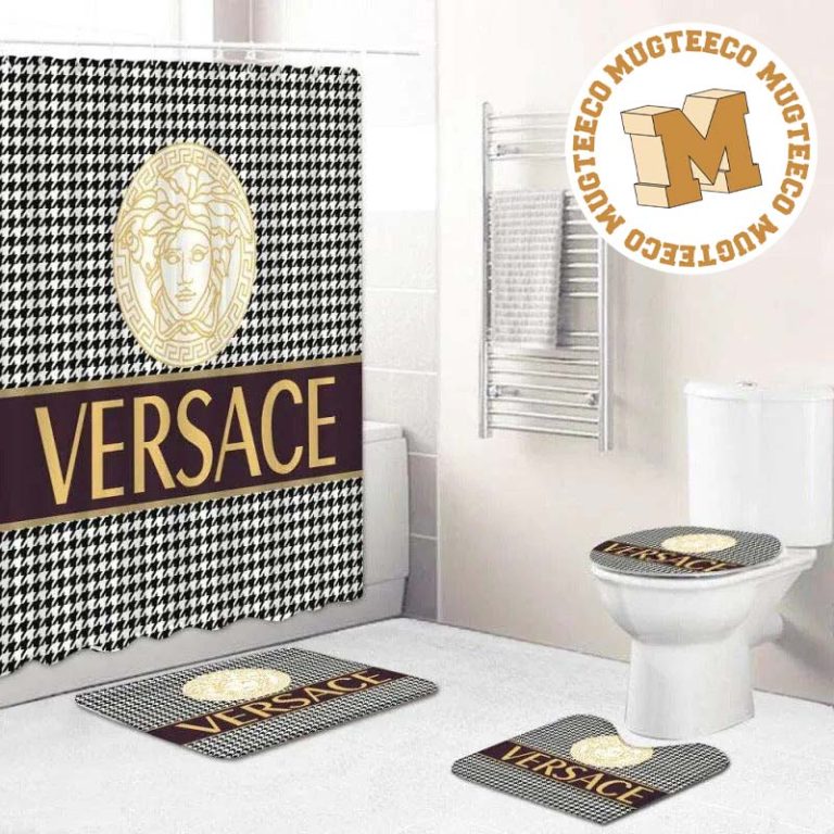 Versace Big Yellow Logo In Black And White Houndstooth Background ...