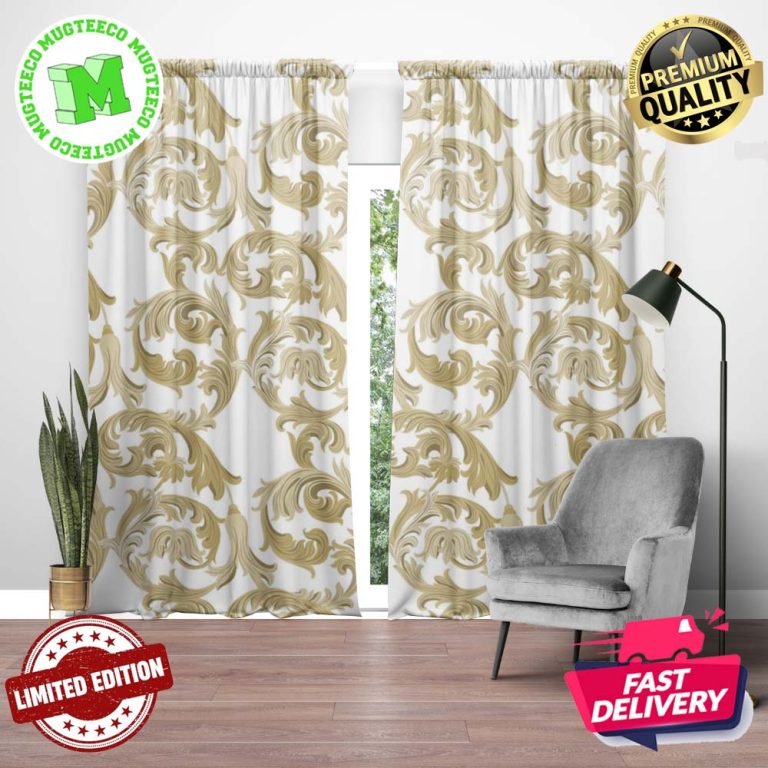 Versace Signature Luxury Baroque Pattern In White Theme Window Curtain ...
